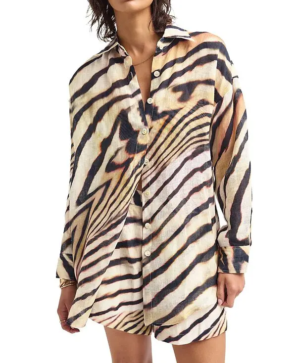 VITAMIN A Playa Boyfriend Shirt - Shell Stripe