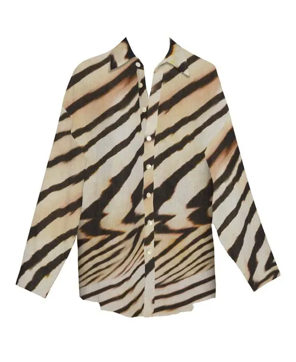 VITAMIN A Playa Boyfriend Shirt With Striped Pattern - Shell Stripe