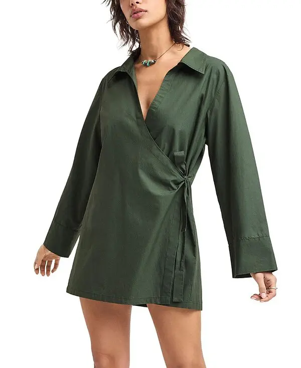 VITAMIN A Elodie Wrap Mini Dress - Forest