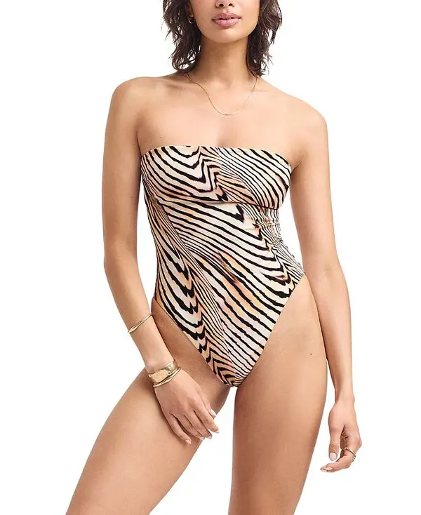 VITAMIN A Classic Bandeau One Piece - Shell Stripe