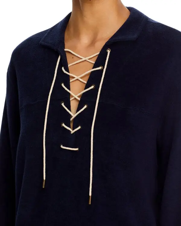 The Great. The Micro Terry Lace Up Tunic