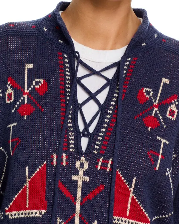 The Great. The Fisherman Lace Up Pullover Sweater