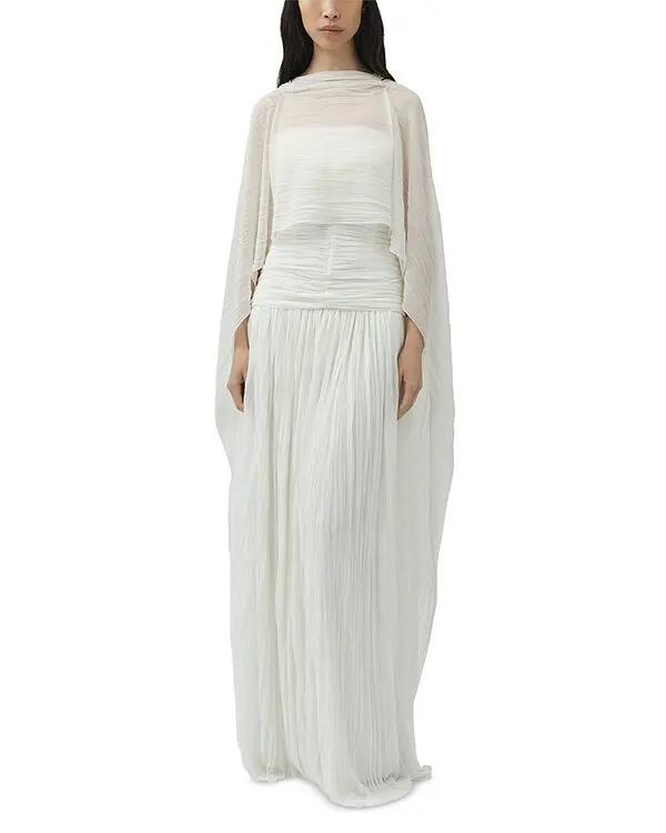 Simkhai Crinkle Jersey Bustier Gown With Cape