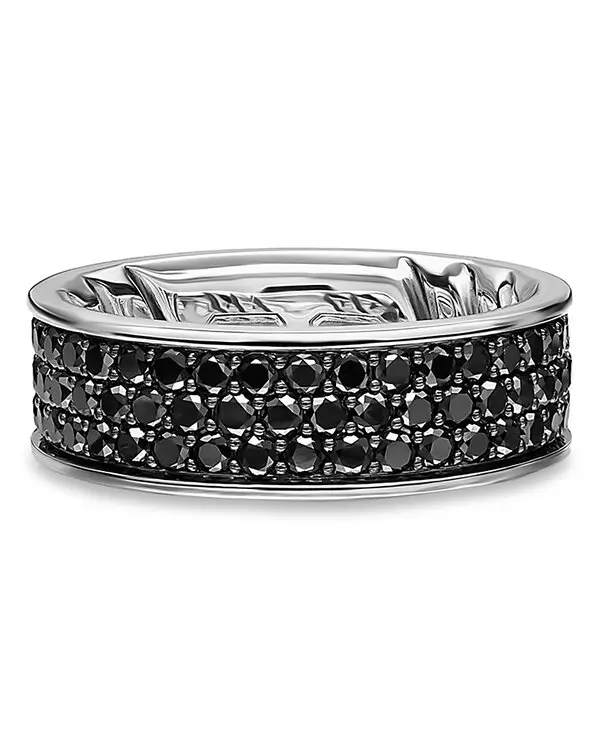 David Yurman Streamline Band Ring With Black Diamonds - Black/silver