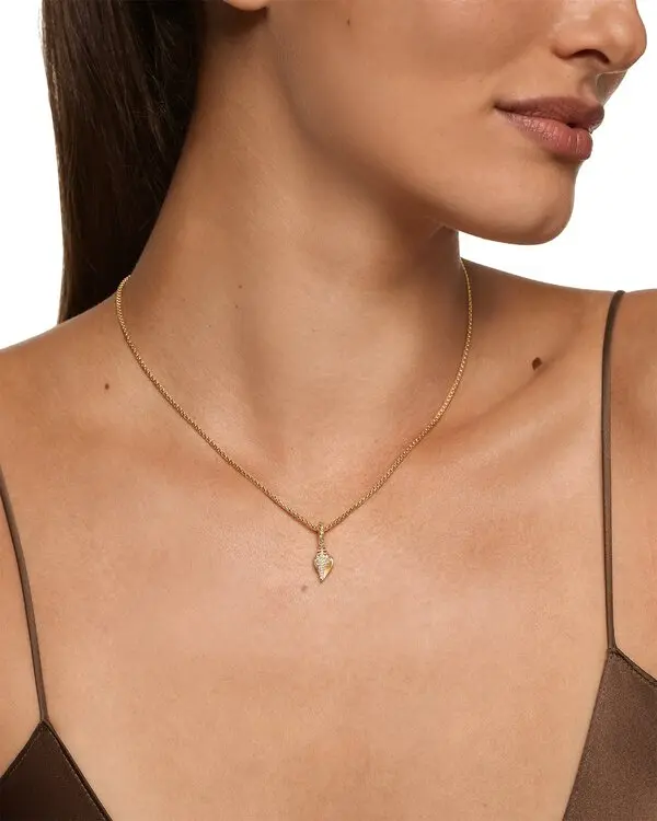 David Yurman 18k Yellow Pave Diamond Shell Amulet