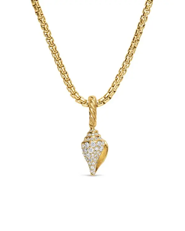 David Yurman 18k Yellow Pave Diamond Shell Amulet