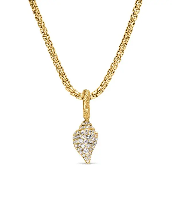 David Yurman 18k Yellow Pave Diamond Shell Amulet