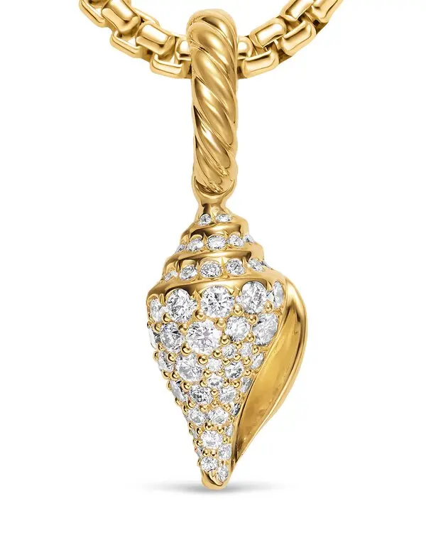 David Yurman 18k Yellow Pave Diamond Shell Amulet