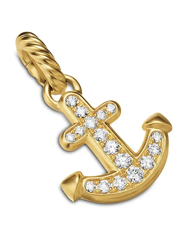 David Yurman 18k Yellow Anchor Amulet With Diamonds - Gold