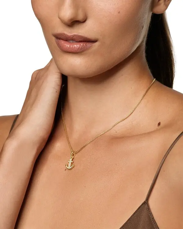 David Yurman 18k Yellow Anchor Amulet With Diamonds - Gold