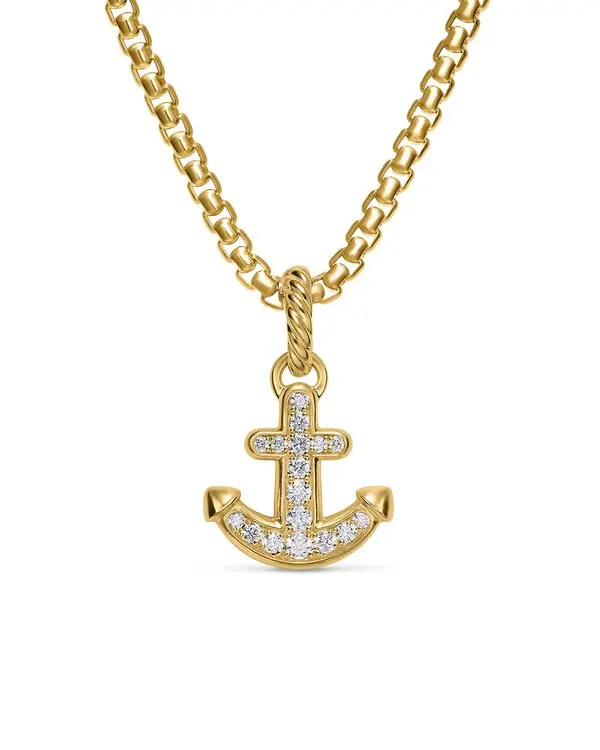 David Yurman 18k Yellow Anchor Amulet With Diamonds - Gold