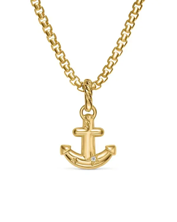David Yurman 18k Yellow Anchor Amulet With Diamonds - Gold