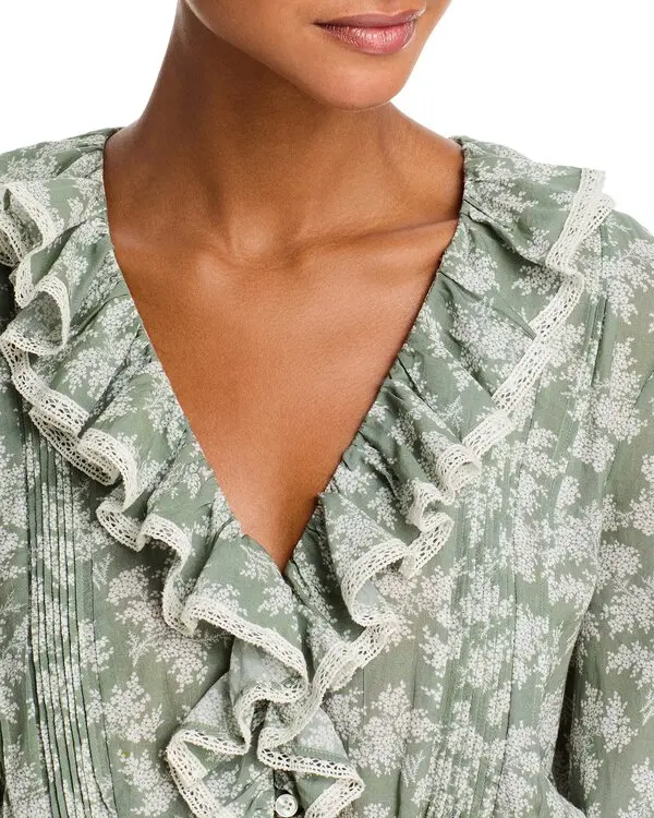 Veronica Beard Gallagher Floral Print Ruffled V-neck Dress