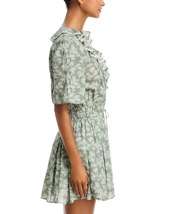 Veronica Beard Gallagher Floral Print Ruffled V-neck Dress