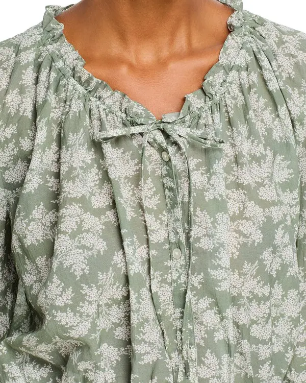 Veronica Beard Floral Print Cotton Blend Top