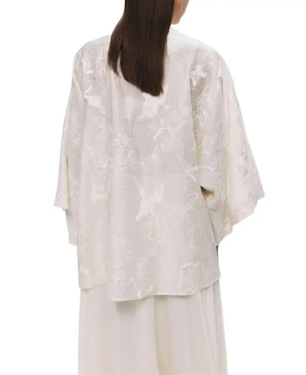 NOCTURNE Textured Jacquard Kimono - Open White