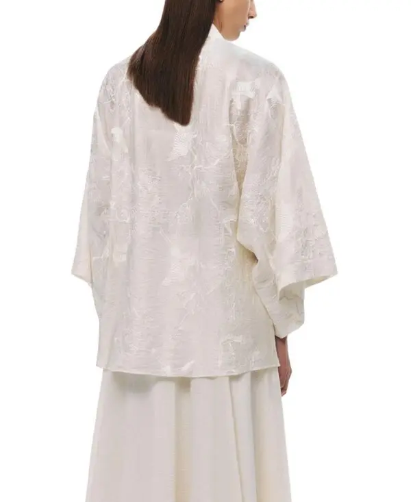 NOCTURNE Textured Jacquard Kimono - Open White