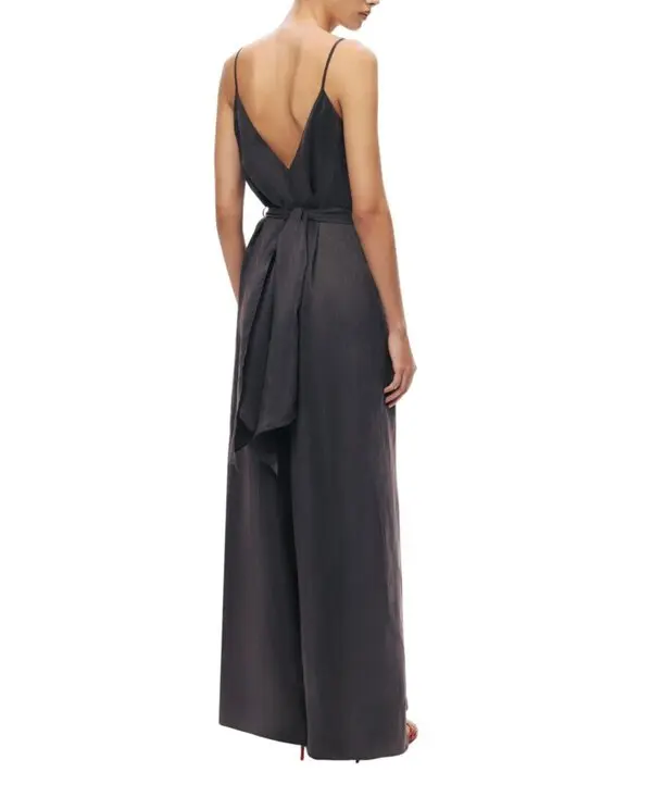 NOCTURNE V-neck Spaghetti Strap Jumpsuit - Anthracite