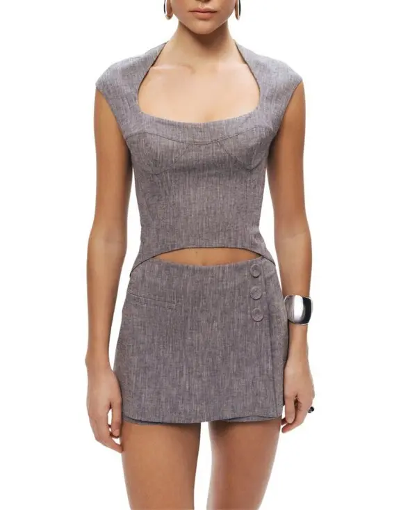 NOCTURNE Button Detailed Linen Blend Skort