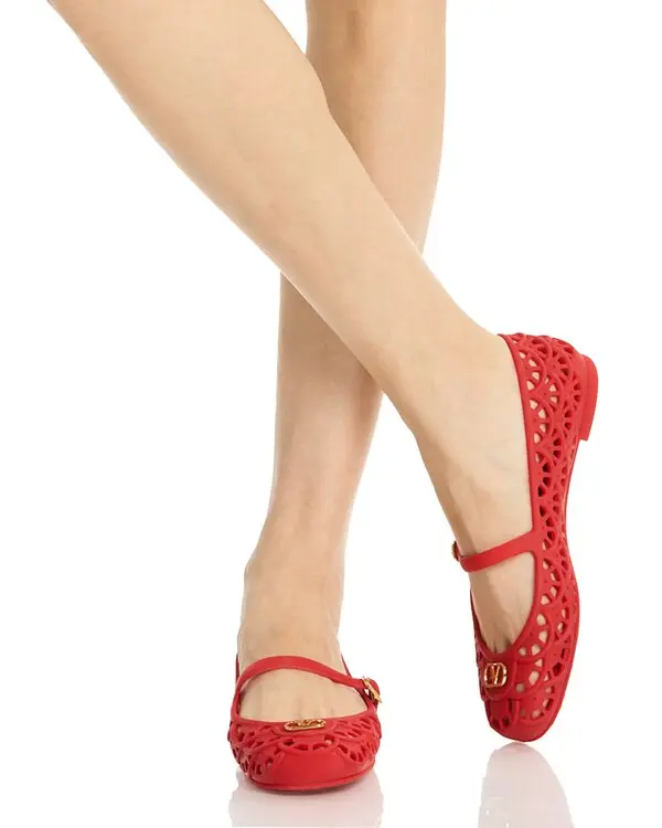 Valentino Garavani Embellished Ballet Flats - Red