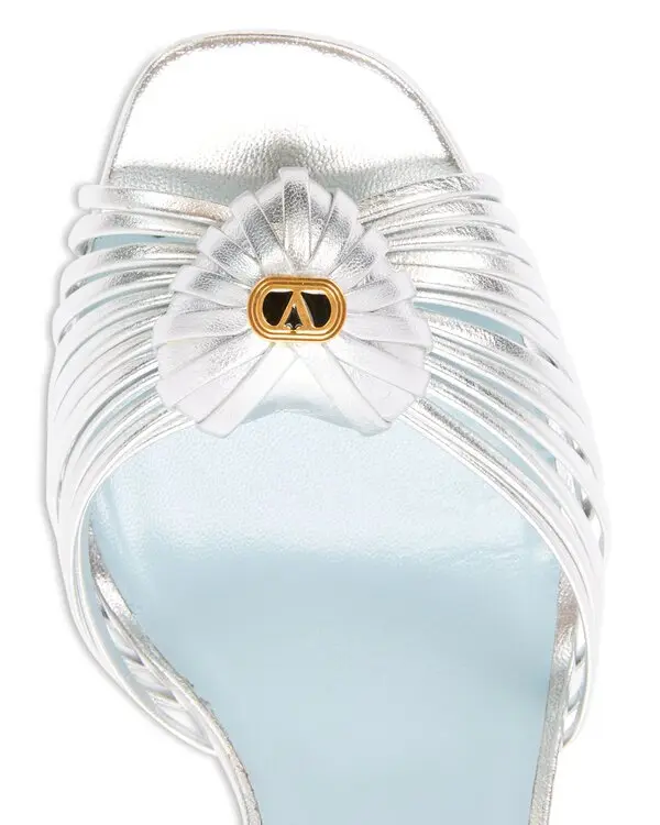 Valentino Garavani Metallic Strappy Platform Sandals - Silver