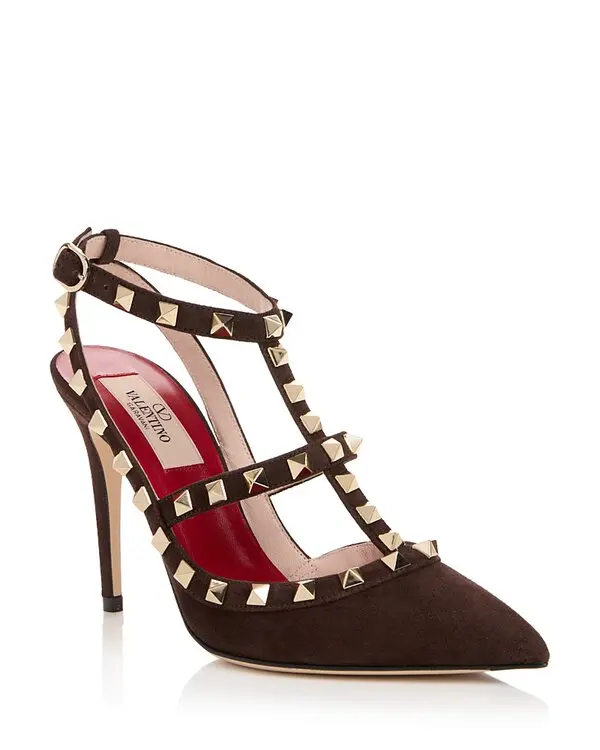 Valentino Garavani Rockstud Cage Leather Pumps - Brown