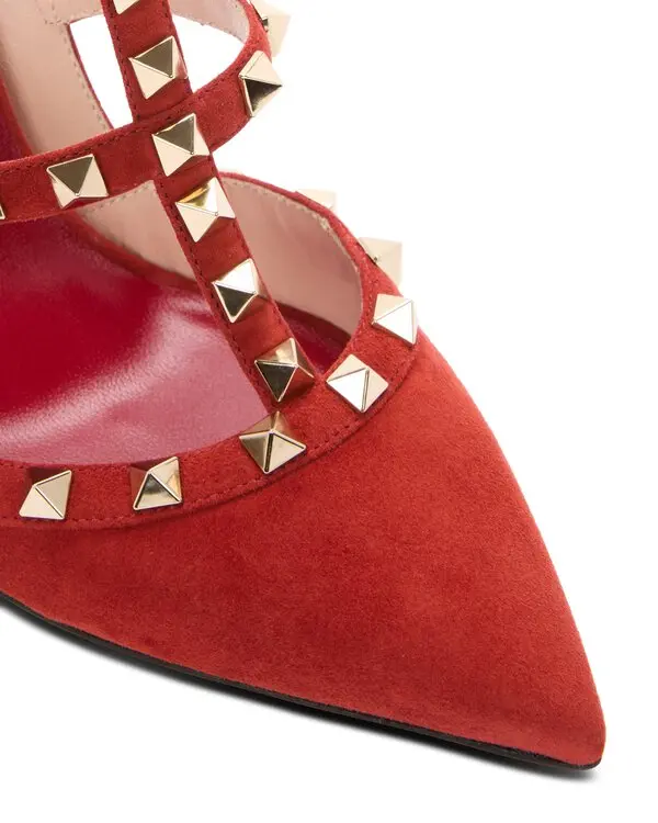 Valentino Garavani Rockstud Cage Leather Pumps - Red