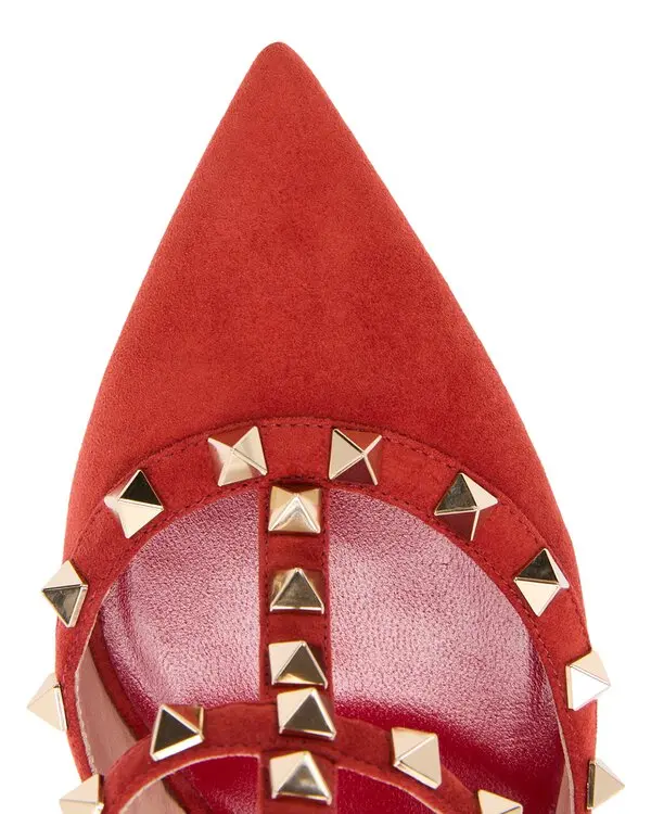 Valentino Garavani Rockstud Cage Leather Pumps - Red