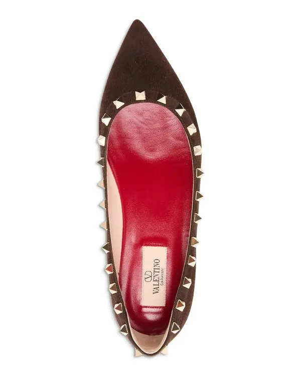 Valentino Garavani Studded Leather Ballet Flats - Brown