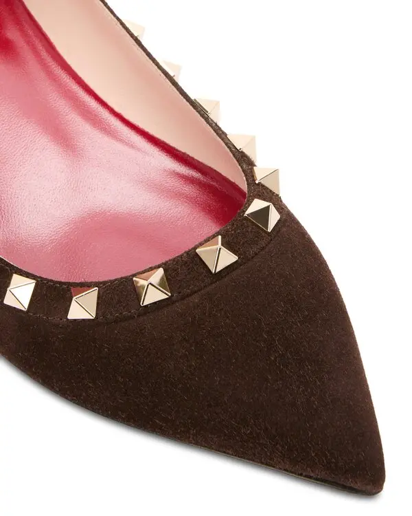 Valentino Garavani Studded Leather Ballet Flats - Brown