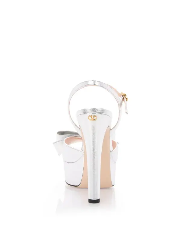 Valentino Garavani Platform Bow Sandals - Silver