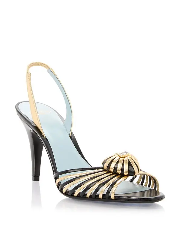 Valentino Garavani Embellished High Heel Sandals - Antique Brass/gold