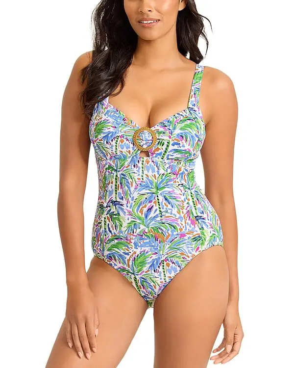 Tommy Bahama Poolside Palms One Piece Swimsuit - Four Leaf Clover