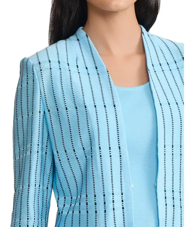 Ming Wang Tailored Dotted Stripe Peplum Knit Jacket