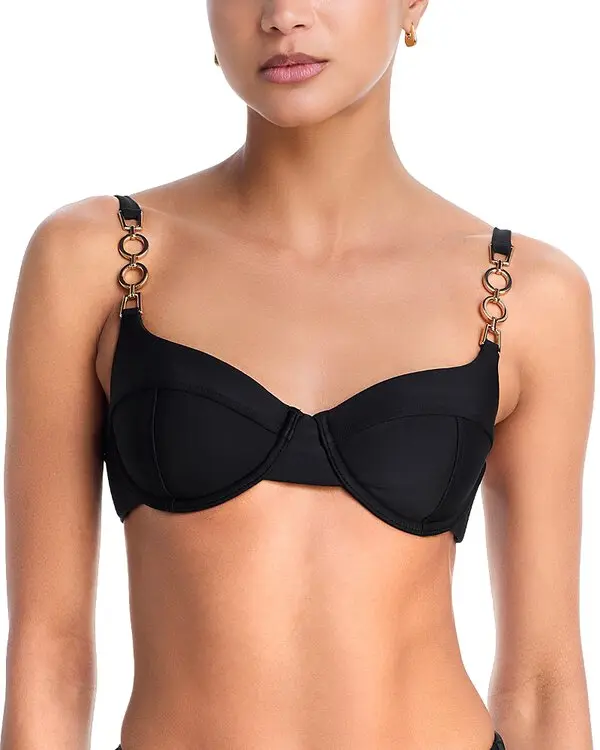 Ramy Brook Mona Embellished Bikini Top - Black