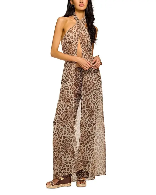 Ramy Brook Leopard Convertible Dress Cover Up - Light Leopard