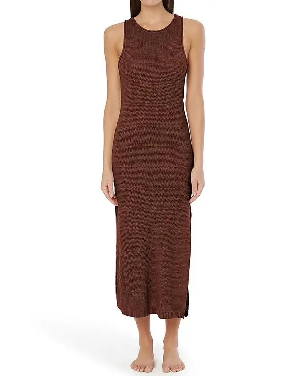 Onia Linen Knit Scoop Back Maxi Dress - Brown