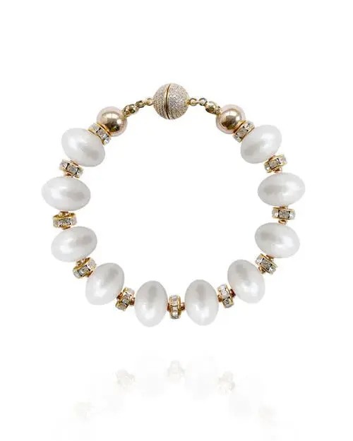 SAULE LABEL Mika Bracelet With Crystal Rondelles - White Heron