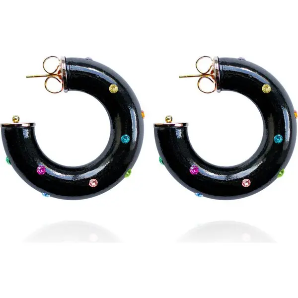 SAULE LABEL Alba Jet Hoop Earrings - Raven