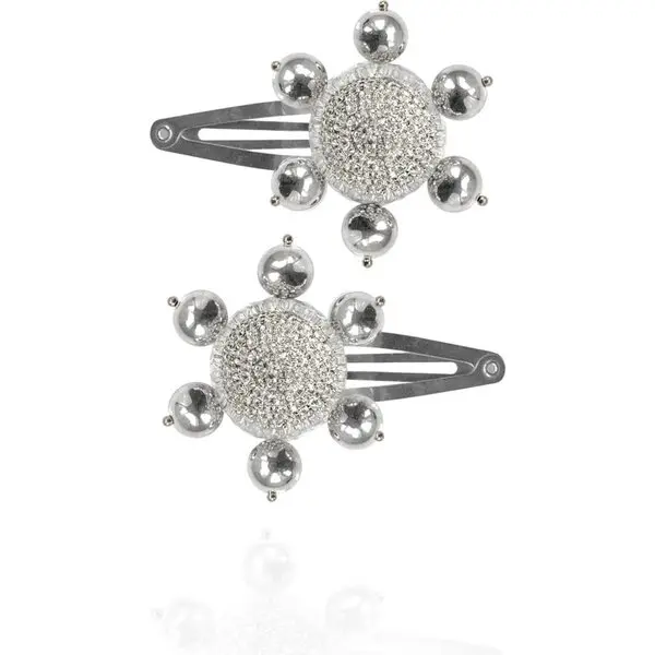 SAULE LABEL Jolie Barrette Pair - Silver Gloss