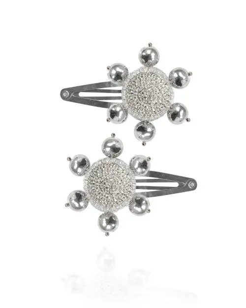 SAULE LABEL Jolie Barrette Pair - Silver Gloss