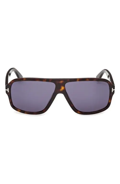 TOM FORD William-02 63mm Oversize Navigator Sunglasses - Dark Havana/blue