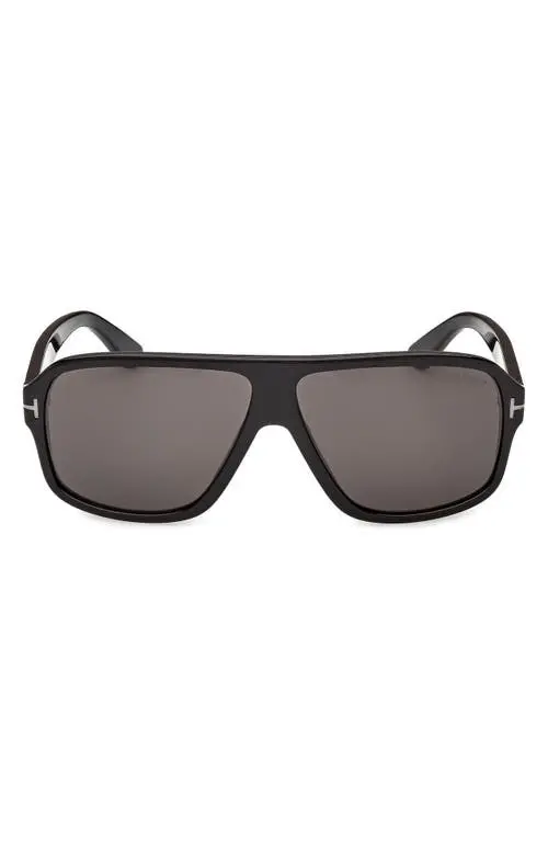 TOM FORD William-02 63mm Oversize Navigator Sunglasses - Shiny Black Noir/smoke