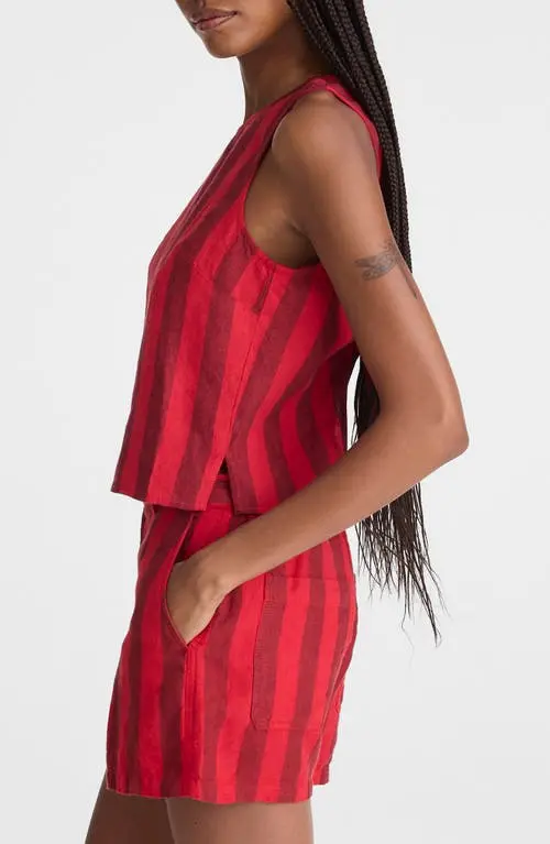 Madewell Tie-back Linen Shell Top - Enamel Red