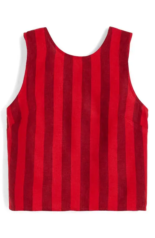 Madewell Tie-back Linen Shell Top - Enamel Red