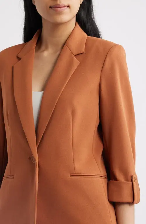 Anne Klein Roll-tab Sleeve Jacket - Cedar Spice
