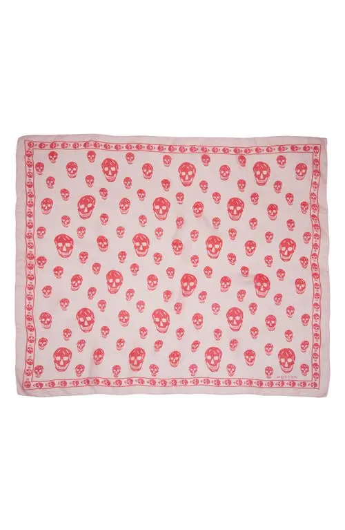 Alexander McQueen Skull Print Silk Scarf - Rose/red