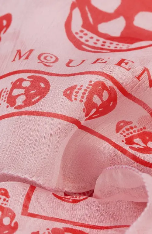 Alexander McQueen Skull Print Silk Scarf - Rose/red