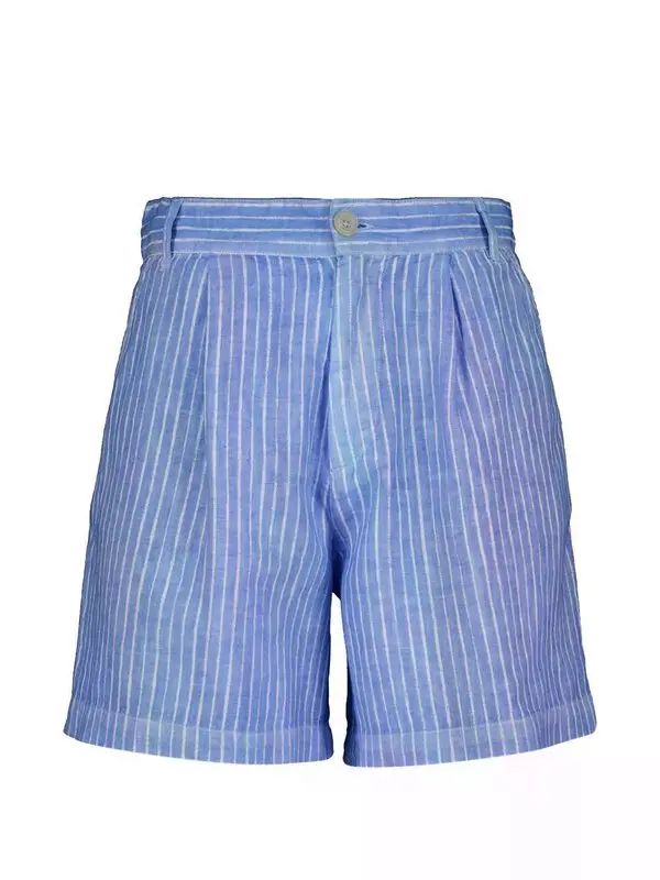 120% Lino Stripe-pattern Pleated Shorts