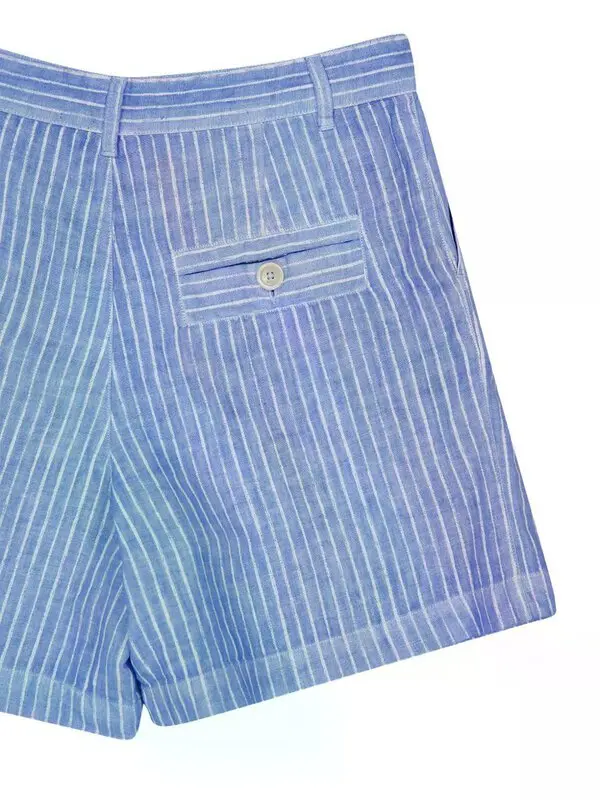 120% Lino Stripe-pattern Pleated Shorts